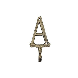 Handcrafted Nautical Decor Rustic Gold Cast Iron Letter A Alphabet Wall Hook 6"