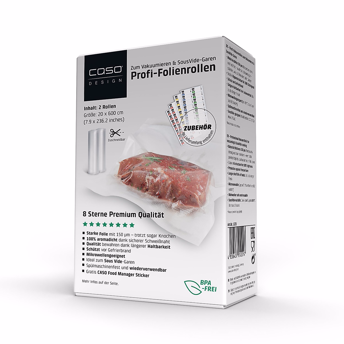 CASO Germany Vacuum Sealer Rolls, 7.9 by 236.2-Inch, Set of 2