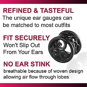 bodyjewellery 00g 00 gauge 10mm Black Double Flare Ear Large Gauge Plugs Flesh Tunnels AFXM Ear Stretchers Piercing BKT003