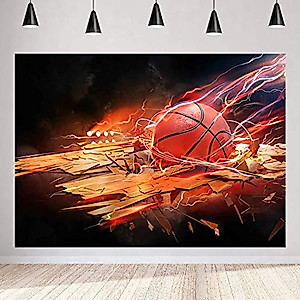 Basketball Flame Backdrop for Party Photography MEETSIOY Intense Basketball Breaks Through The Violent Basketball Aesthetics Background Basketball Fans Party Decorations Banner 7x5ft LSMT1243