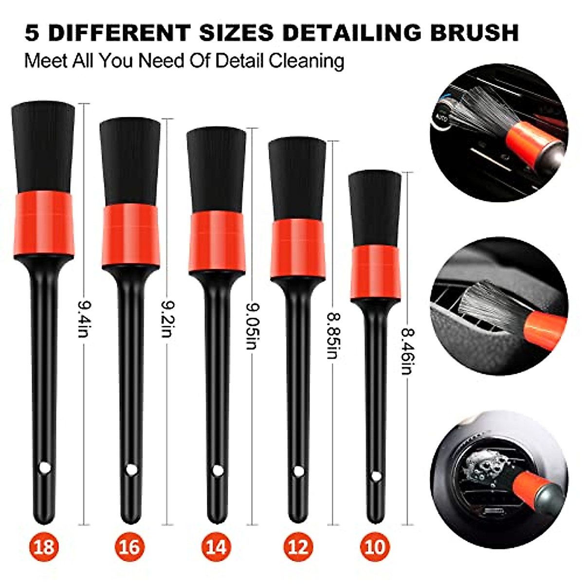 NARUNDREN Car Detailing Brush Set, 20 Pcs Car Detailing Kit,Car Detailing Drill Brush Kit, for Cleaning Wheels,Dashboard,Interior,Exterior,Leather,Air Vents,Emblems