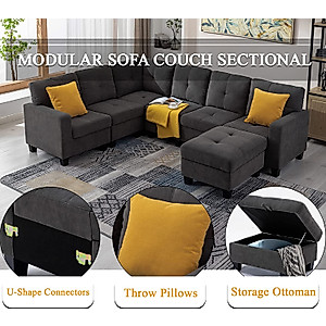 asunflower Small Chaise Couch Loveseat Sofa with Storage Ottoman Velvet L Shape Small Sofa Couch for Bedroom,Office, 2 Seater Couch for Small Room