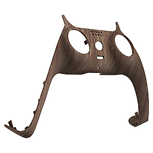 eXtremeRate Wood Grain Decorative Trim Shell Compatible with p s 5 Controller, Soft Touch DIY Replacement Clip Shell, Custom Plates Cover Compatible with p s 5 Controller with Accent Rings