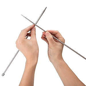 Knitting Needle Set, BCMRUN 22PCS 2mm(B)-8mm(L) Straight Single Pointed Stainless Steel Sweater Needles Set(11Pair-11 Size,9.8 inch) with Locking Stitch Makers Large-Eye Needles Measure Tape (36CM)