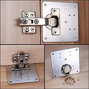 10 Pcs Cabinet Hinge Repair Plates Kits, Kitchen Cupboard Door Hinge Repair Plates, Stainless Steel Hinge Repair Fixing Bracket Plate Kit with Screws/Screwdriver for Kitchen Furniture Cabinet Door