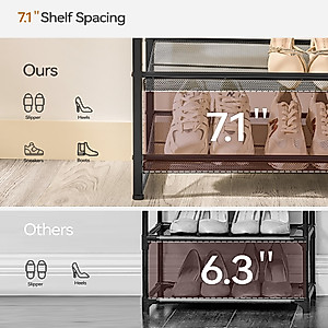 Nunsino 8 Tier Shoe Rack Organizer,Max Holds 50 Pairs,Metal Shoe Storage Shelf,4-Tier Stackable Shoes Organizer for Garage, Entryway, Black