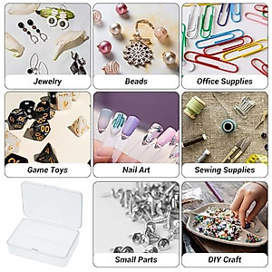 Small Plastic Boxes with Hinged Lids 8 PCS Mini Storage Containers Box with Lid 3.7 x 2.6 Inches Clear Rectangle Box for Collecting Items Lash Sticker Beads Game Business Cards Crafts Accessories