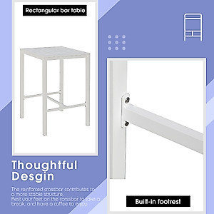 Soleil Jardin Bar Table High Top Table with All-Aluminum Frame Square Pub Table for Indoor & Outdoor Use, Easy Assembly & Low Maintenance, White