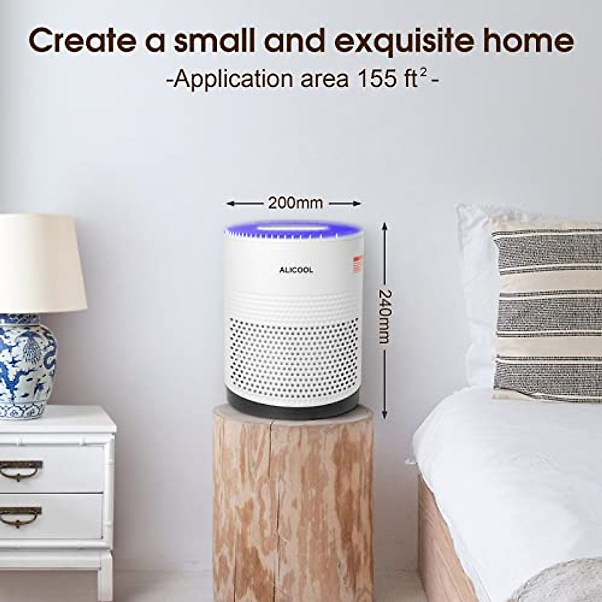Air Purifiers - ALICOOL True H13 HEPA Air Filter Purifier for 99.97% Dust, Pollen, Mold Spores, Pets Hair, Asthma, Smoke, Sleep Mode and Night Light Air Purifiers for Bedroom Office Living Room