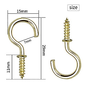 Aylifu Ceiling Screw Hooks, 100 Pieces 3/4 Inch Cup Hooks Screw-in Hooks for Hanging Plants Mug Cup, Gold