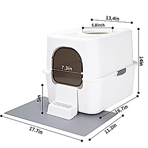 Sfozstra Cat Litter Box with Lid, Fully Enclosed Splash-Proof Litter Box,Top Entry Cat Litter Box, Easy to Assemble and Installation for Small Cats Under 8 IB (White, Small)