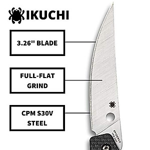 Spyderco Ikuchi Flipper Folding Utility Pocket Knife with 3.26" CPM S30V Stainless Steel Blade and Carbon Fiber G-10 Laminate Handle - PlainEdge - C242CFP