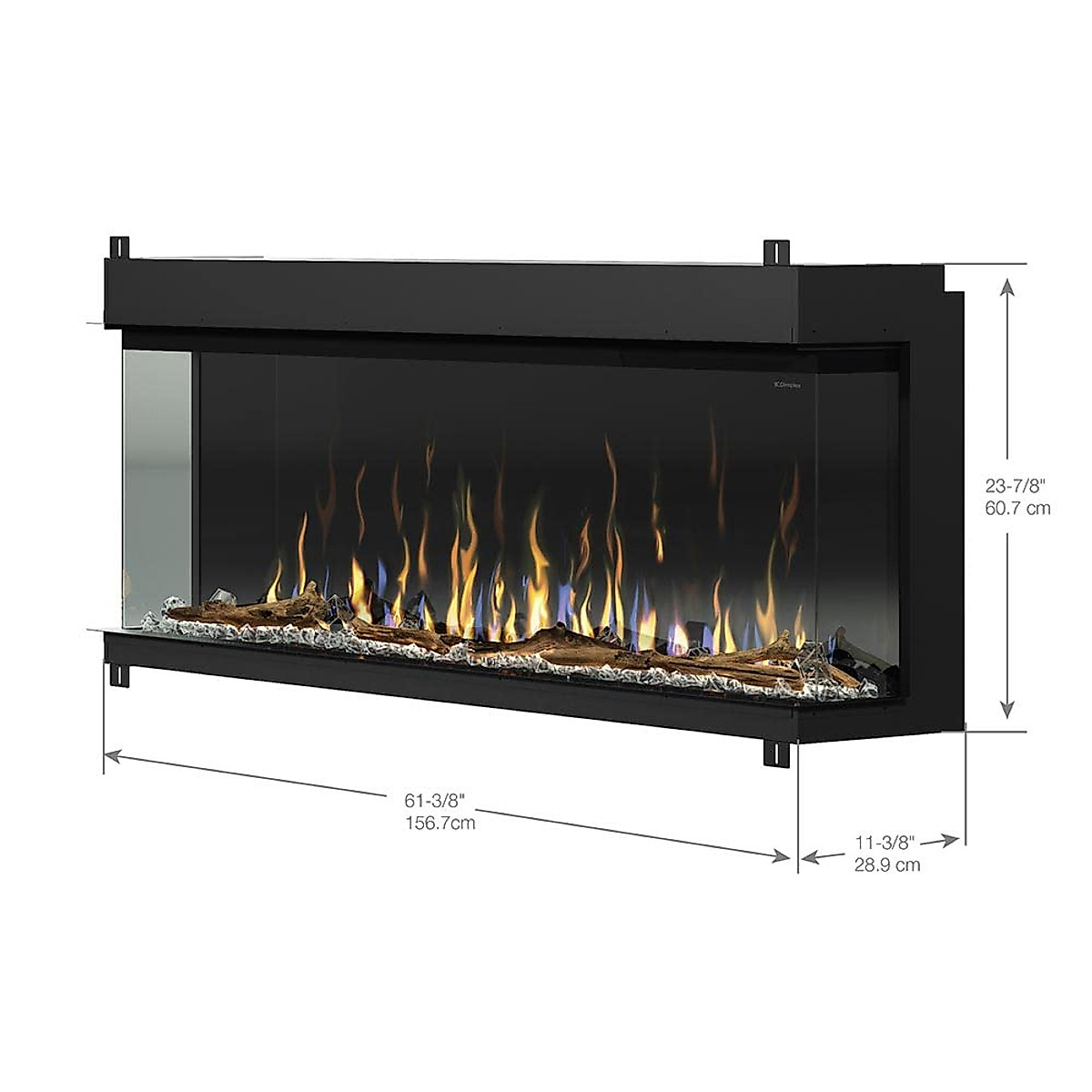 Dimplex IgniteXL Bold 60-in Built-in Linear Modern Electric Fireplace with Multiple Display Options, Multi-Colored Flames | with Crystals and Driftwood Logset, Model: XLF6017-XD