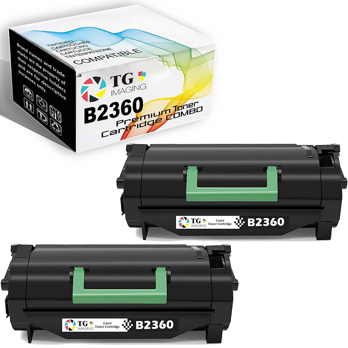 2-Pack 2xBlack TG Imaging Compatible B2360dn Toner Cartridge (8,500 Pages, Black) Work for Dell 2360 B2360 B2360d B3460dn B3465dn B2365dnf B3465 Toner Printer