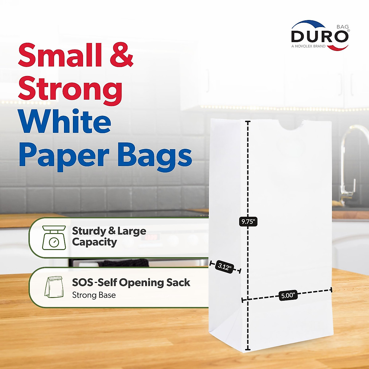 Duro - COMIN18JU053514 Grocery/Lunch Bag, Kraft Paper, 4 lb Capacity, (100 Count) (White)