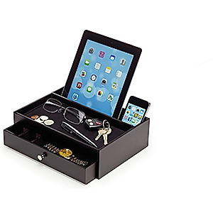 Massca Wood Phone Docking Station -Nightstand Organizer for Men - Multi-Device Valet Tray for Men - Nightstand Drawer Organizer Great for Your Wallet, Keys, Phones & Other Electronic Devices