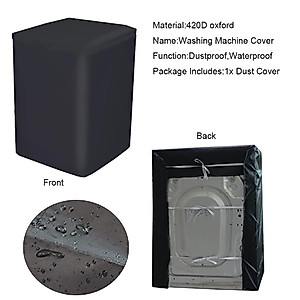 SUNSURE Washing Machine Cover Dustproof Waterproof Black Top Load Machine Protection Cover Dryer Cover for Indoor/Outdoor Top Load Washer Parts & Accessories (L-22x23.5x35.5inch)