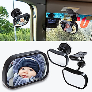 ONLYFU Baby Car Mirror Car Seat Mirror Rear Facing Infant Child Acrylic Baby View Mirror 360 Degree Adjustable Baby Car Back Seat Mirror Child Car Observation Mirror (Black)