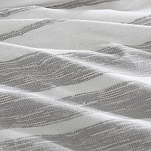 Kenneth Cole New York - Queen Duvet Cover Set, Reversible Cotton Bedding with Matching Shams, Modern Home Decor (Abstract Stripe Grey, Queen)