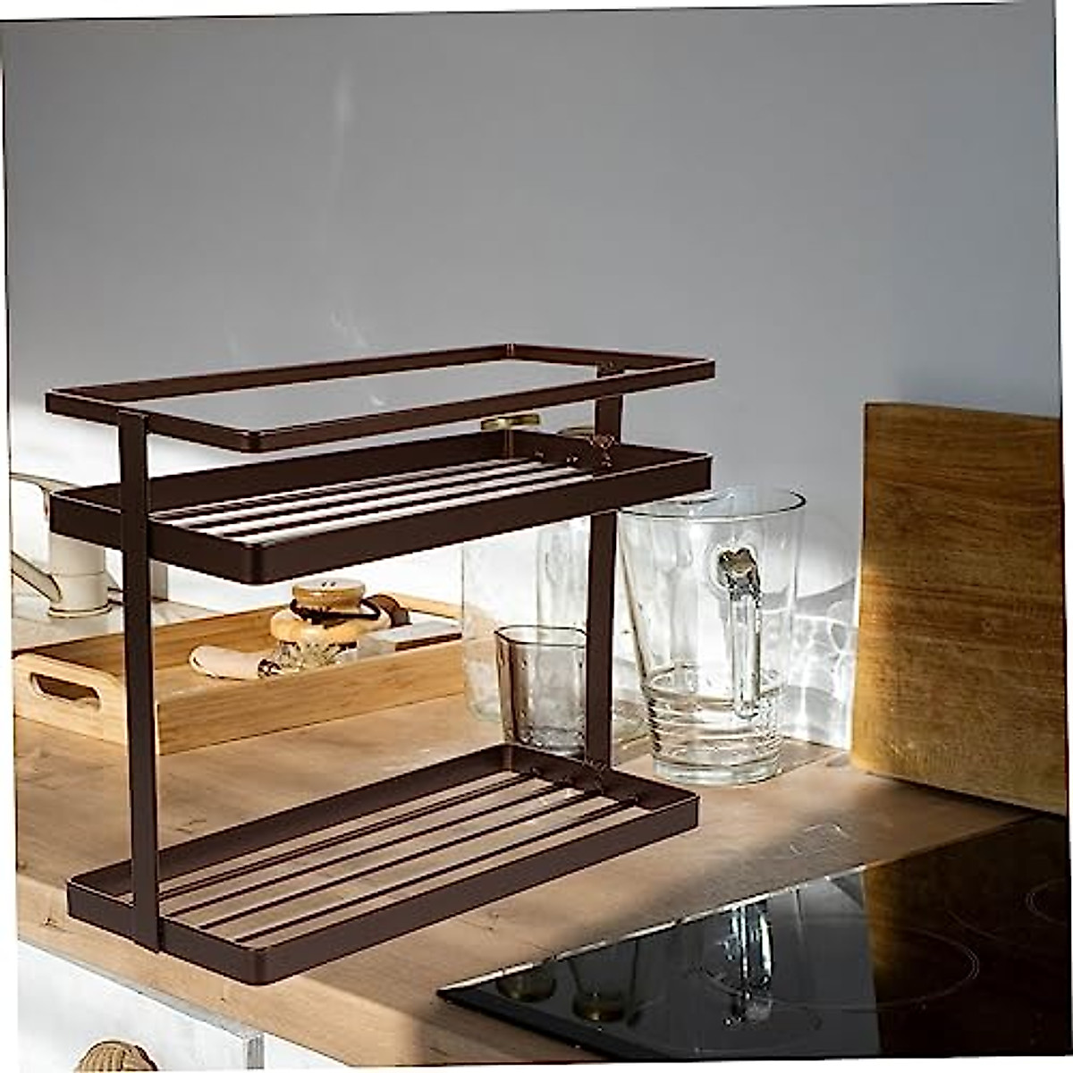 Alipis kitchen spice rack stackable shelves condiment bottle shelf cupboard organizers and storage kitchen cabinet kitchen organizer countertop shelf fruit make up carbon steel