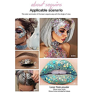 GL-Turelifes 30ml Sequins Chunky Glitter Liquid Eyeshadow Glitter Body Gel Festival Glitter Cosmetic Face Hair Nails Makeup Long Lasting Sparkling Easy to Apply, Easy to Remove (#05 Peacock Blue)