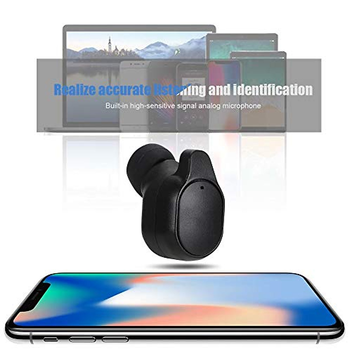 Smart Bluetooth Translator Earphone, Bluetooth 5.0 Multi Language Single Ear Translation Headset Earphone with Charging Box