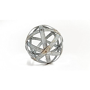 Metal Decorative Sphere for Home Decor - Distressed Galvanized Bands, Hand Painted, Modern Decorative Balls for Living Room, Bedroom, Kitchen, Bathroom, Office - Table Decorative Orbs for Сenterpiece