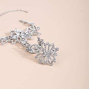 YERTTER Dainty Spark Shining Rhinestone Crystal Hand Chain Bracelet with Finger Ring Flower Slave Link Bracelet Wedding Bridals Hand Jewelry (Style 13)