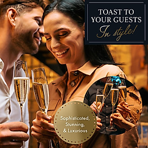 ELIXIR GLASSWARE Crystal Champagne Flutes – Elegant Champagne Glasses, Hand Blown – Set of 2 Modern Champagne Flutes – Gift for Wedding, Anniversary, Christmas – 5oz, Clear