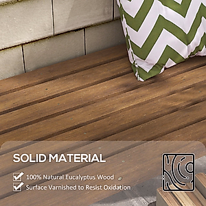 Outsunny Wooden Garden Bench, Outdoor Park Bench with Slatted Seat, Backless Front Porch Bench with Curved Seat for Conservatory, Garden, Poolside, Deck, Teak