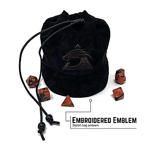 Dundra Multipocket Dice Bag - DND Velvet Pouch - Large Dice Bags for D&D with Pockets - Soft Case for RPG Dice Storage - Drawstring Pouches for Role Playing Games Dice Set - Polyhedral Bag (Brown)