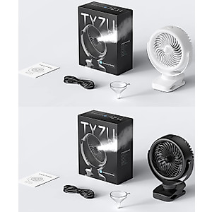 TYZU 7 Inch Portable Fan, Misting Fan, 4000 mAh Battery Operated Fan, Outdoor Misting Fan With 2 Mist Modes & 4 Speeds, 130ml Tank, 360° Rotatable, Clip on fan For Outside Camping Stroller Golf Cart