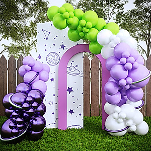 HOUSE OF PARTY Buzz Balloon Garland Kit - 110 Pcs | Lightyear Birthday Party Decorations with Purple Green & White Balloons | Theme Latex Balloons for Baby Shower & Birthday Party Supplies Decorations