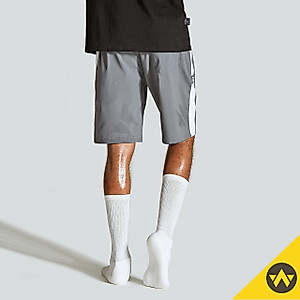 WANDER Men's Cushion Crew Socks 6-Pack Running Socks Men Cotton Athletic Sport Work Shoes White 12-15