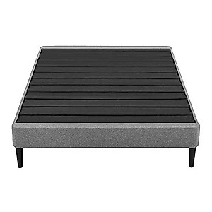 Classic Brands Palmetto Upholstered Platform Bed Frame/Mattress Foundation/Wood Slat Support/No Box Spring Needed, Light Grey, Full