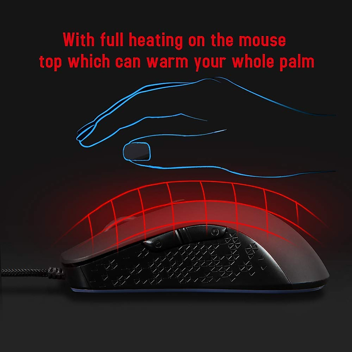 ValueRays Heated Mouse Quiet Click Heated Buttons Universal Size (Solid Black)