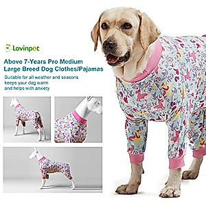LovinPet Large Breed Dog Pajamas Onesie - Lightweight Stretchy Knit Dog Jammies, Unicorn Seafoam Print Dog PJ's, Large Dog Onesie, Pet PJ's/Large