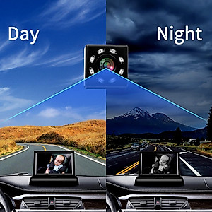 JUNCHEE Baby Car Mirror, Car Seat Mirror Camera and Monitor with Night Vision, Good Baby Monitor and Camera for Baby Car Seat Rear Facing 5.3in x 4.3in x 3.5in