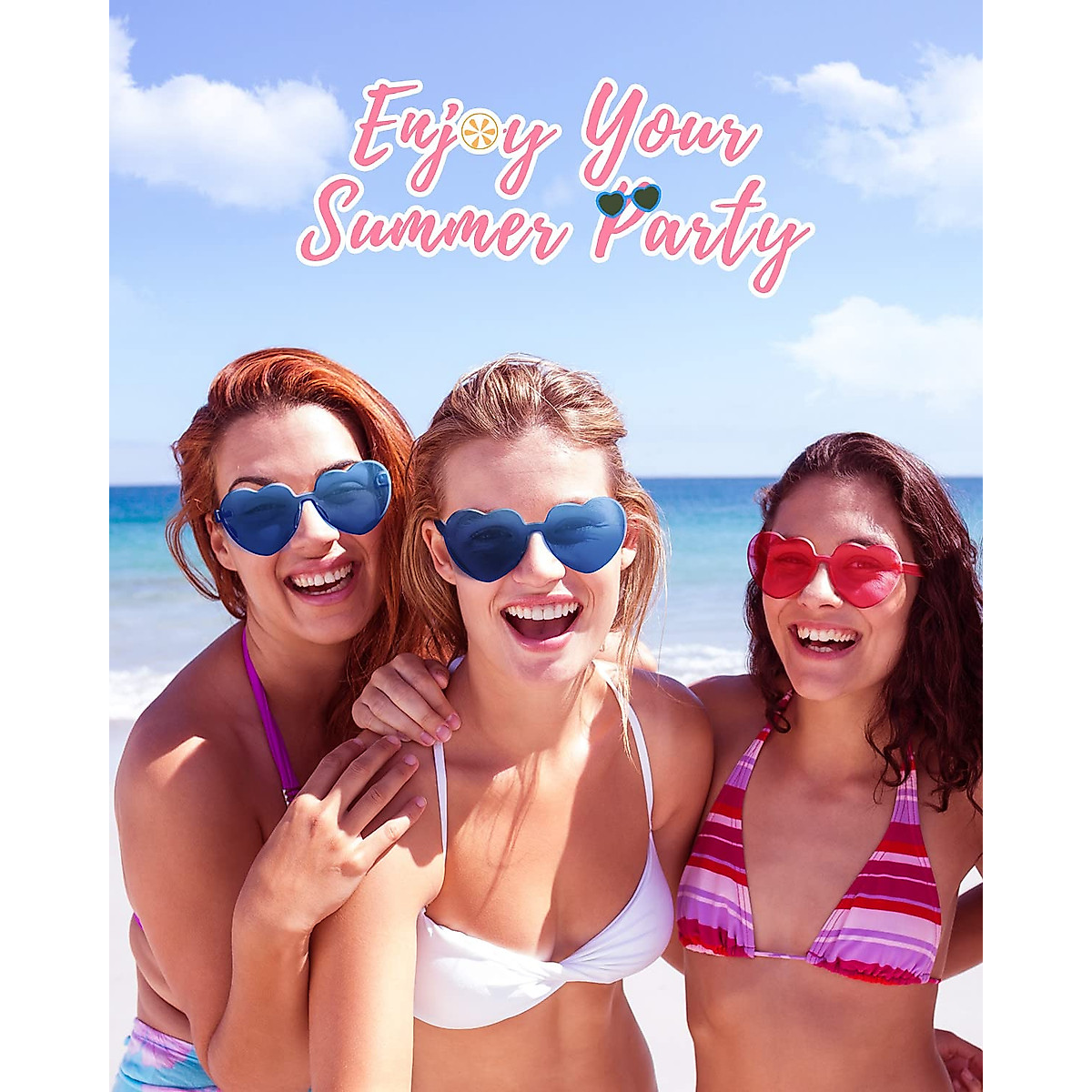 Gaiatop Heart Sunglasses for Women Candy Color Transparent Rimless Heart Glasses for Girls Cute Heart Shaped Sunglasses