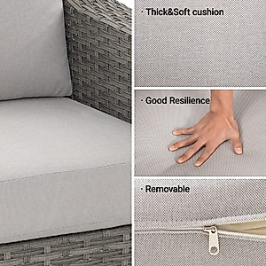 HAPPATIO Patio Chairs Set of 2, 360-Degree Swivel Outdoor Chairs, 3 Piece Wicker Patio Bistro Set with Comfortable Cushions and Sturdy Rattan Table for Yard, Porch, Balcony(Grey)