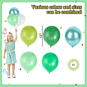 MCPINKY Green Balloons 12 Inches, 110PCS Light Green Large Latex Balloons with Ribbon for Birthday Baby Shower Christmas Green Jungle Forest Themed Party Decorations