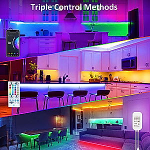 maylit 10 PCS Smart RGB Under Cabinet Lights Kit, Work with Alexa and Google Assistant, App and Remote Control, Music Sync Color Changing, Timer, Dimmable, for Cabinet, Counter, Shelf, Bookcase