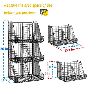 Stacking Can Dispensers 3 Tier with 3 Divider, Pantry Can Organizer, Standing Water Bottle Holder, Beverage Drink Pop Soda Can Storage Basket, Canned Food Container Rack Wire Bins for Kitchen Cabinet