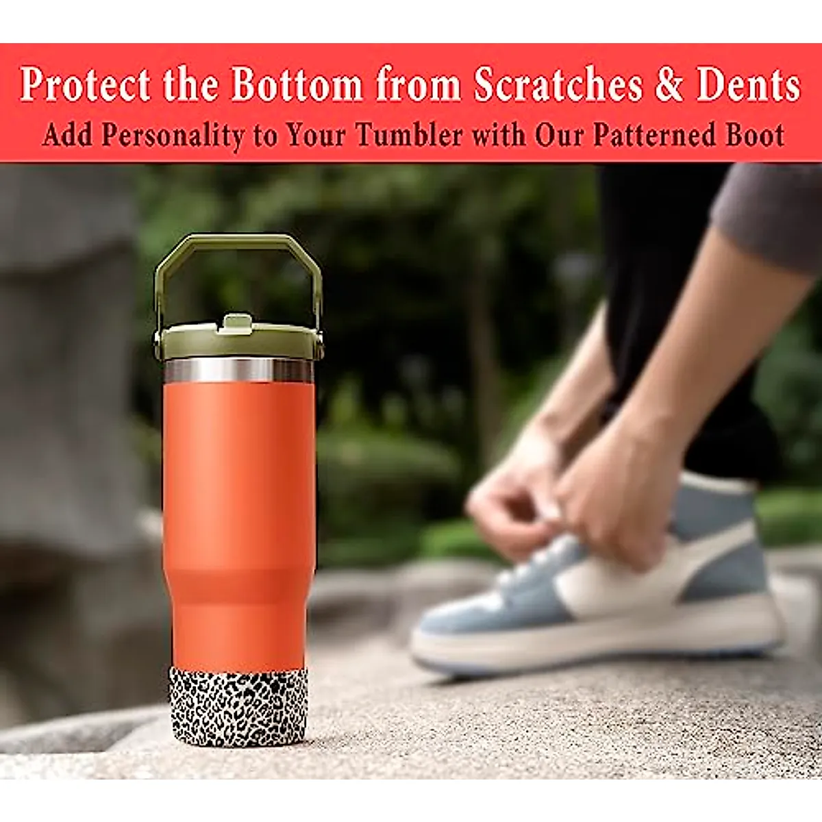 2Pcs Protective Silicone Boot For Stanley Quencher Tumbler 30 oz 40 oz & IceFlow 20oz 30oz & Hydro Flask Water Bottle 12-24oz & Simple Modern 40 oz Tumbler- Cup Bottom Sleeve - Stanley Cup Accessories
