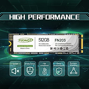 Fikwot FN203 M.2 SATA SSD - SLC Cache 3D NAND TLC SATA III 6Gb/s M.2 2280 NGFF Internal Solid State Drive, Up to 550MB/s, Compatible with Ultrabooks, Tablet Computers and Mini PCs (512GB)