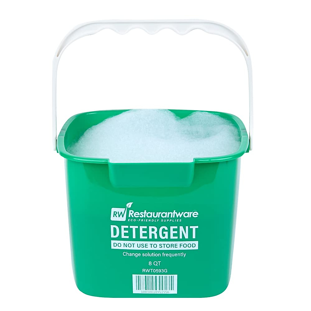 Restaurantware-RW Clean 8 Quart Cleaning Bucket, 1 Detergent Square Bucket - With Measurements, Built-In Spout And Handle, Green Plastic Utility Bucket, For Home Or Commercial Use,