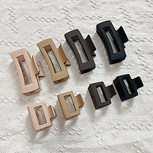 Bmobuo Large Claw Clips 8Pcs & Small Clips 2Pcs for Women, Hair Clips for Thick Hair, Neutral Matte, Non-slip Hair Accessories, Size Fits All, Plastic & Alloy for Ladies and Girls