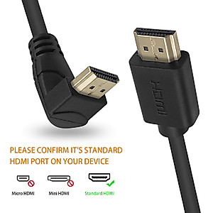 Poyiccot HDMI 2.0 Male to Male Cable 90 Degree, 2 Feet / 60cm HDMI Male to Male Downward Angle Cable 60Hz, 4K * 2K Gold Plated High Speed (M/M Down)