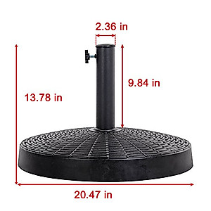 Sundale 48LBS Umbrella Stand 20.47'' Bliss Wicker Resin Patio Umbrella Base,Market Metal Heavy Duty Stand Outdoor, Black