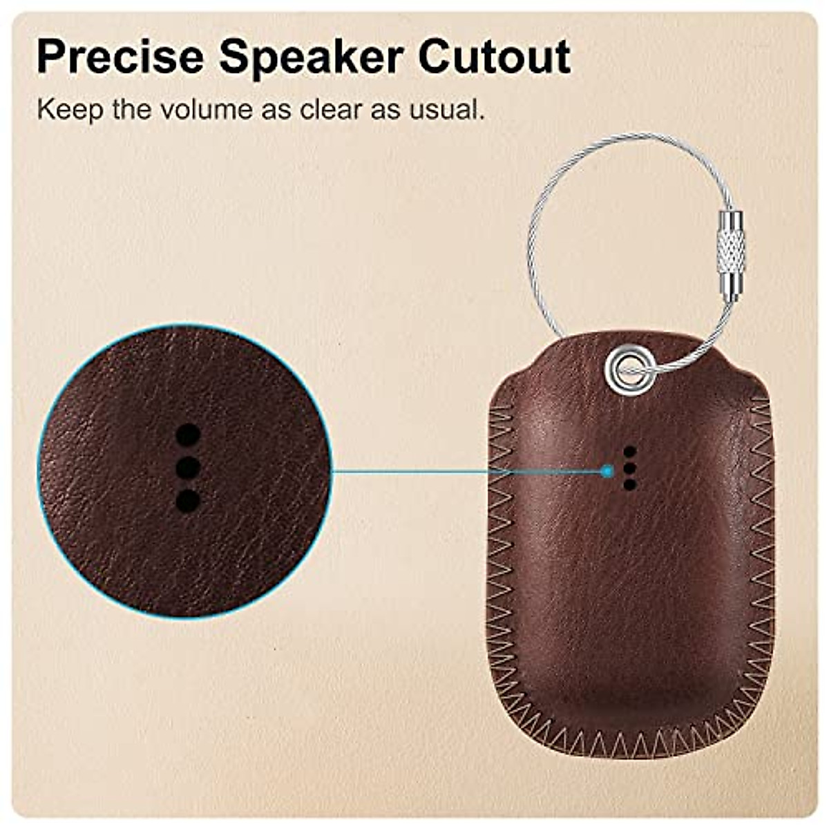 Fintie Genuine Leather Case for Tile Pro 2022 Key Finder Phone Finder, Anti-Scratch Skin Cover with Keychain - Brown